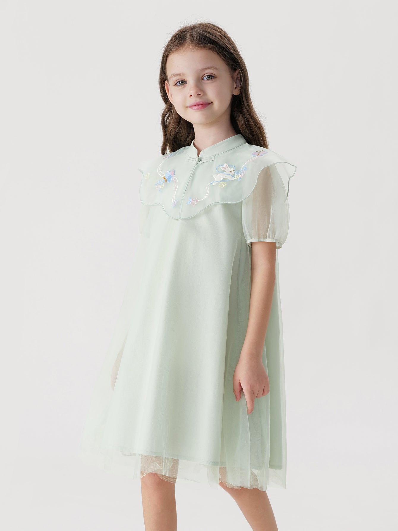 MARC & JANIE Toddler Girl Embroidery Cloud Shoulder Mesh Dress 250013 ...