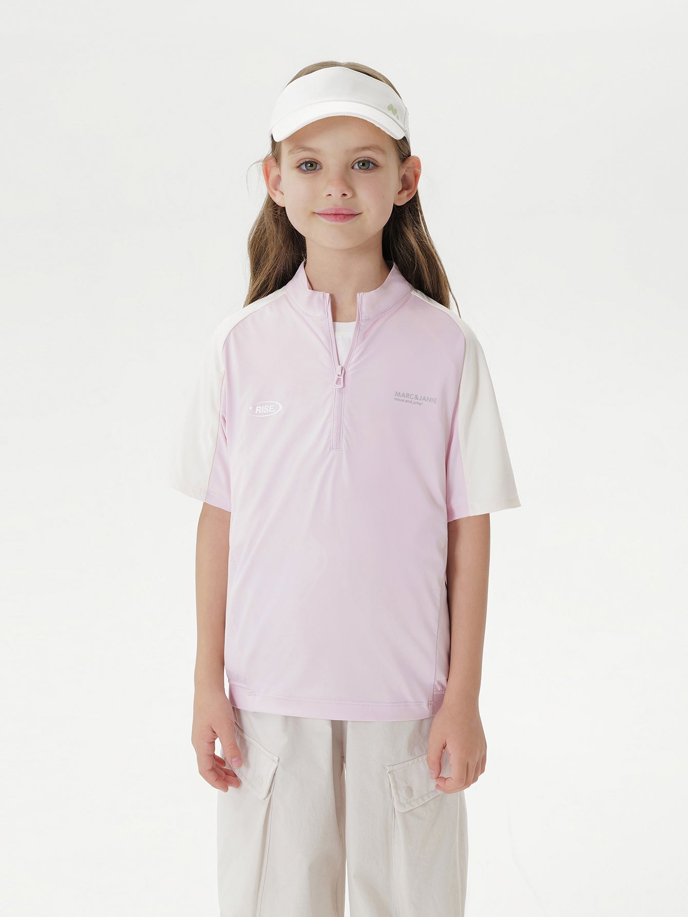 MARC & JANIE Kids Girl UPF100+ Cooling Mesh Panels Half-Zip Sport Tee ...